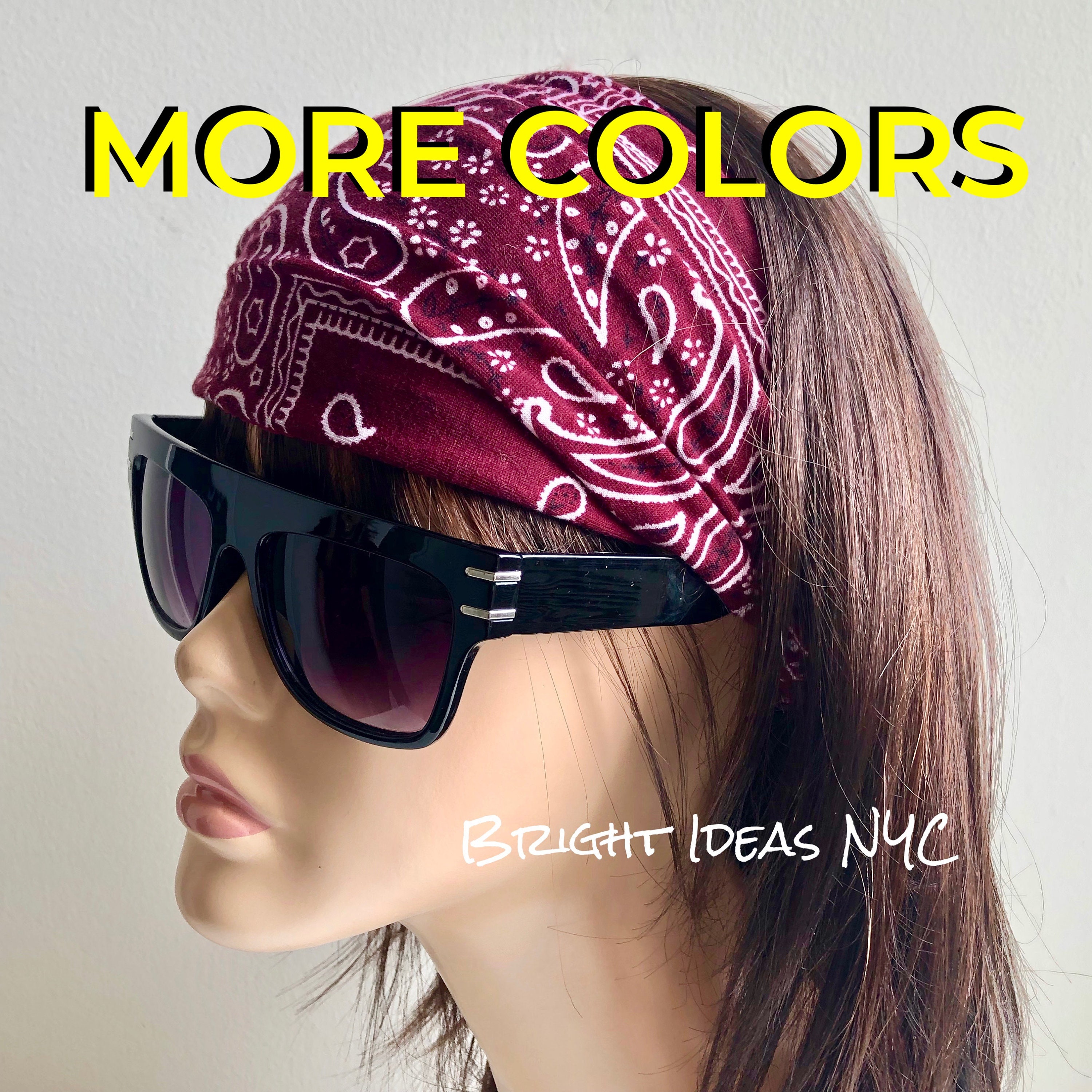 Extra Wide Bandana Knit Scrunch Headband, Paisley Bandana Print ...