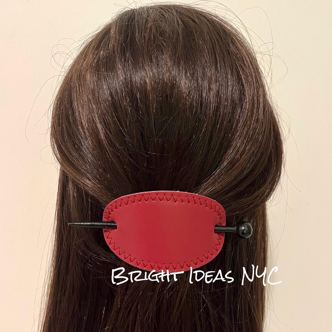 Vegan Leather Hair Barrette With Hair Stick, Boho Hair Barrette, Oval ...