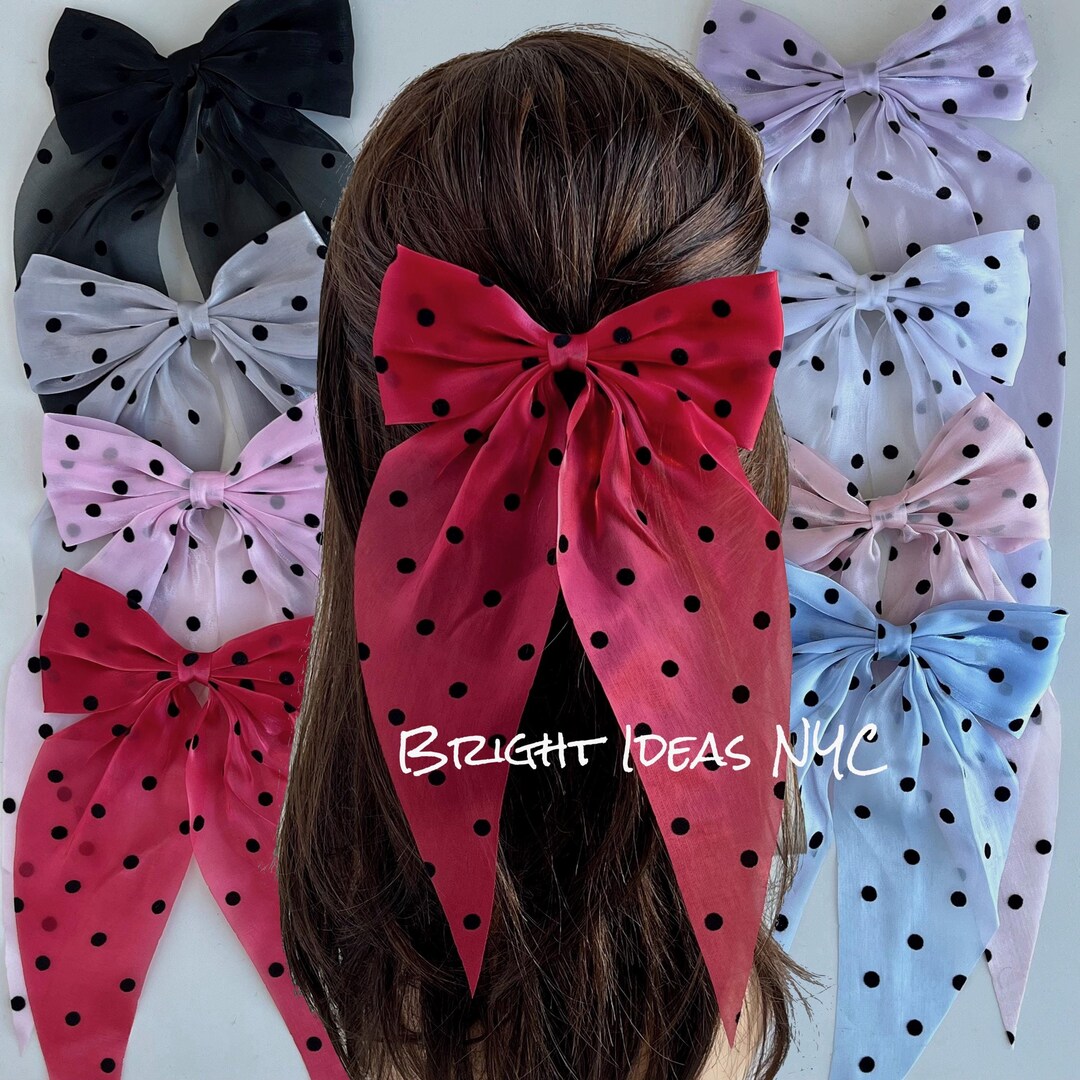 Sheer Polka Dot Large Hair Bow With Alligator Clip, Statement Bow ...
