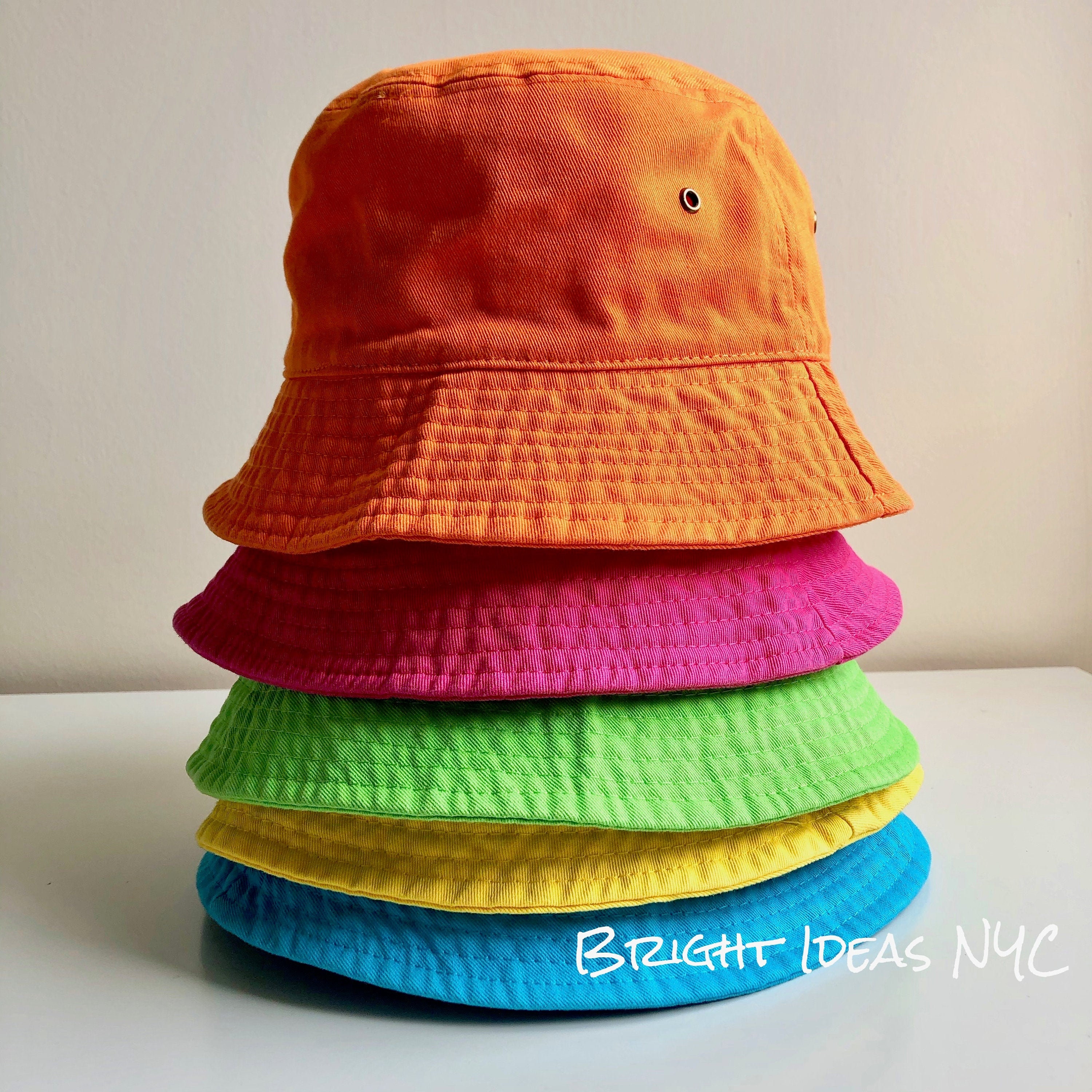 100% Cotton Bright Bucket Hat Neon Color Bucket Hat Electric | Etsy