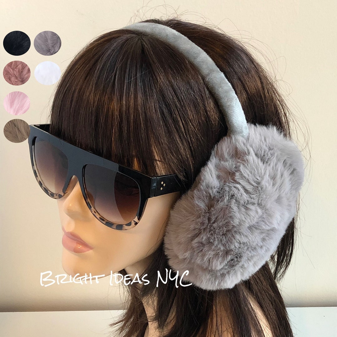 Luxury Faux Fur Vegan Extra Puffy Ear Muffs, Chunky, Vegan Fur, Ear ...