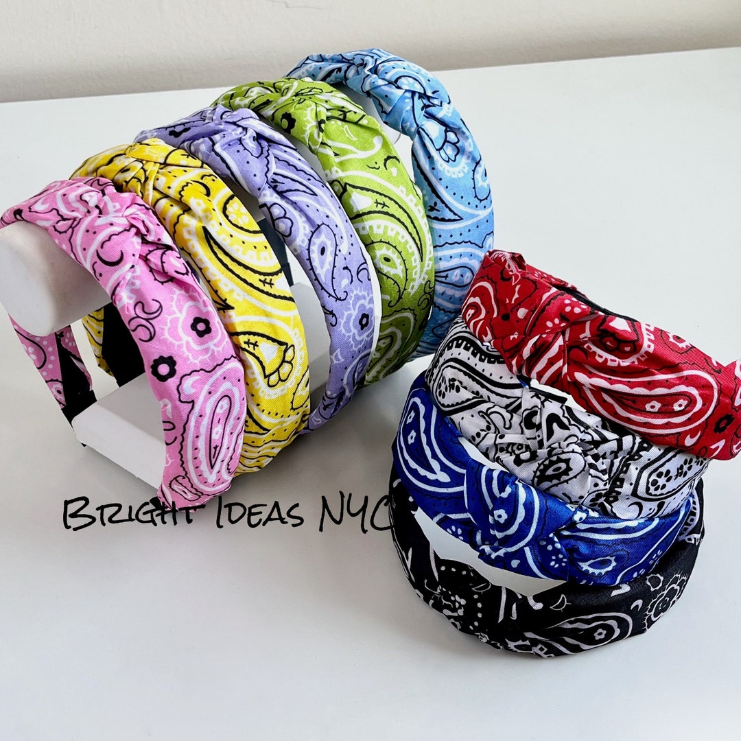 Bandana Fabric Top Knot Headband, Twisted Knot Headband, Bandana Print ...