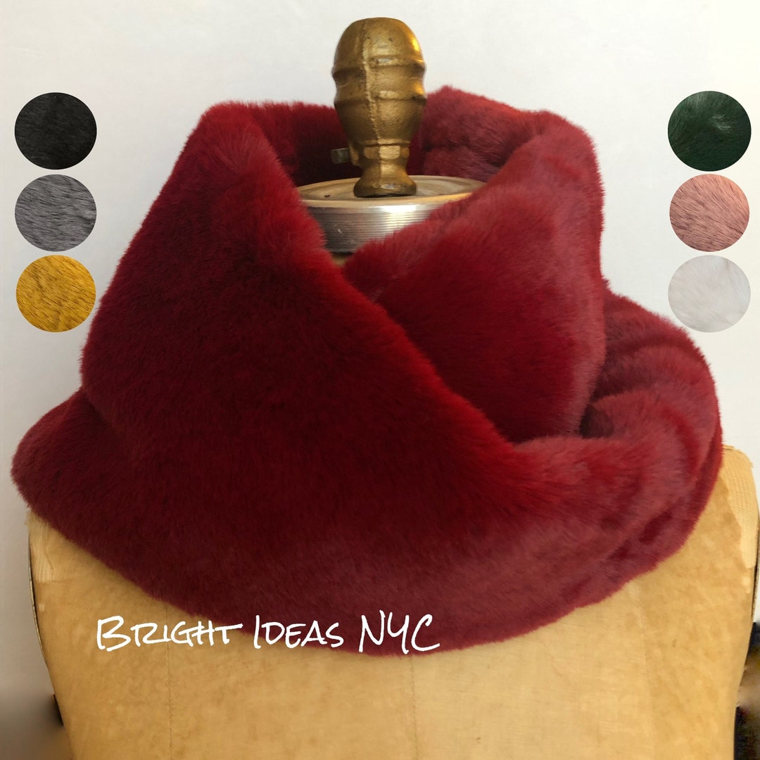 Luxury Faux Fur Vegan Wide Infinity Scarf, Chunky, Vegan Fur, High ...