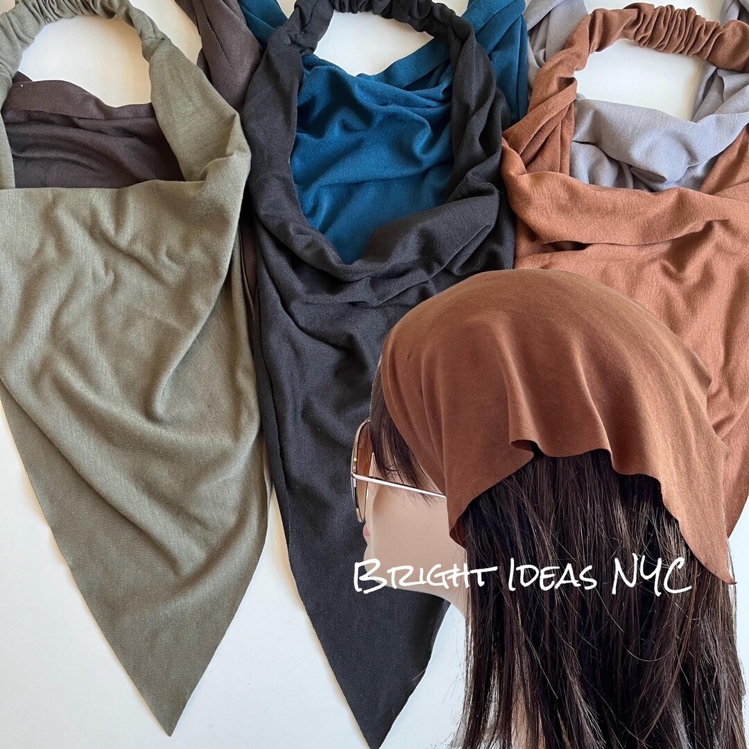 Solid Knit Triangle Head Scarf, Elastic Back, Headband, Hair Scarf ...