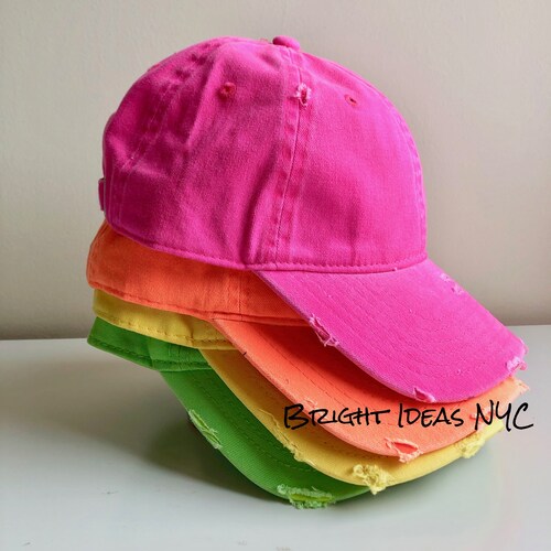 100% Cotton Neon Baseball Cap Neon Dad Hat - Etsy