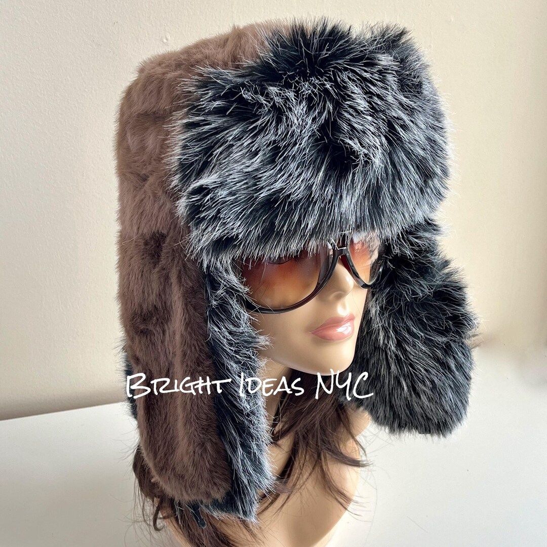 Chocolate Faux Fur Trapper Hat, High Quality, Soft Warm Cozy Winter Hat ...