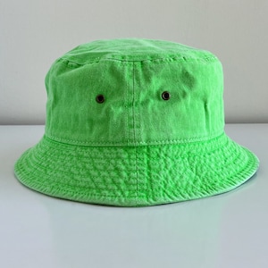 100% Cotton Washed Bright Neon Bucket Hat, Color Bucket Hat, Bright ...