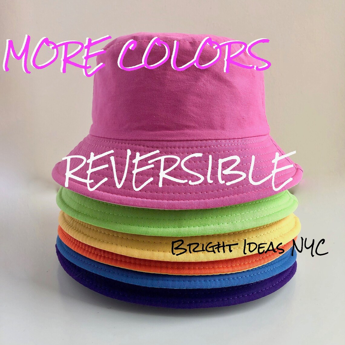 Reversible Solid Bucket Hat, Summer Bucket Hat, Color Bucket Hat, Bright Bucket Hat, Foldable ...