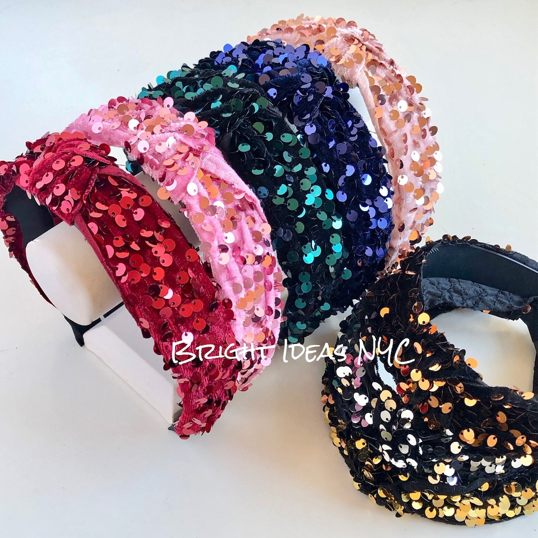 Velvet Sequin Top Knot Headband, Twisted Knot Headband, Color Holiday ...