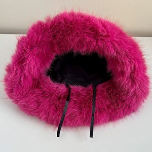 Fluffy Fuzzy Luxury Faux Fur Vegan Bucket Hat, Bright Pink Hat, Quilted ...