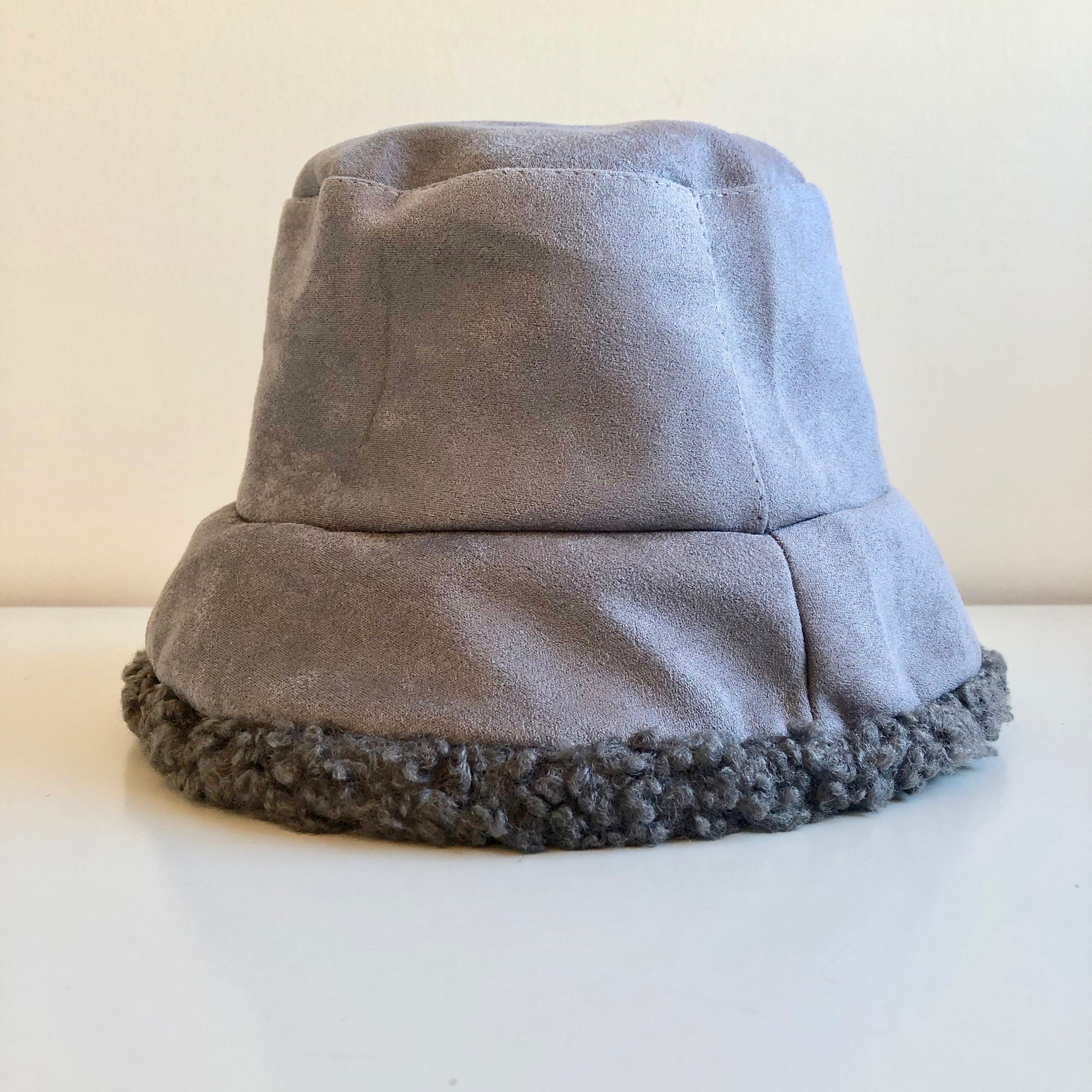 Luxury Vegan Faux Suede Sherpa Reversible Bucket Hat High | Etsy