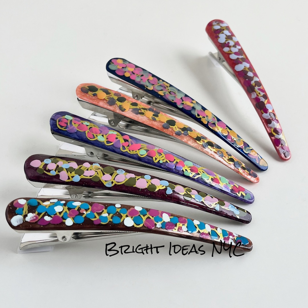 Hand Painted Color Resin Extra Long Alligator Clip, Hair Clip, Hair ...