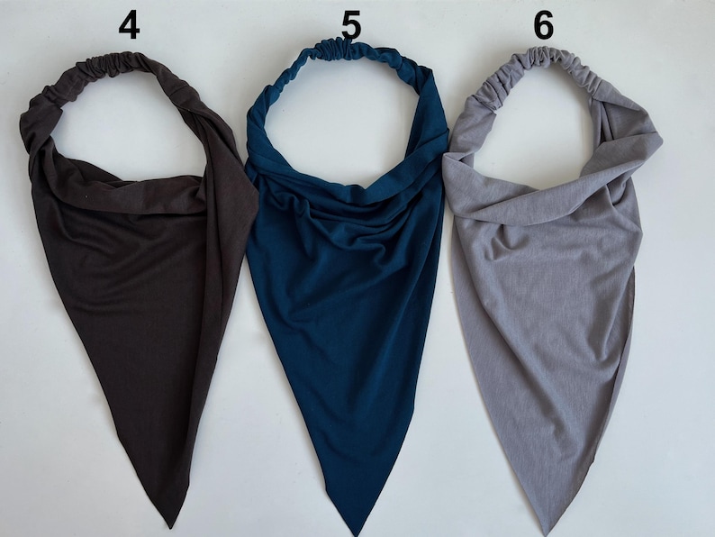 Solid Knit Triangle Head Scarf, Elastic Back, Headband, Hair Scarf ...