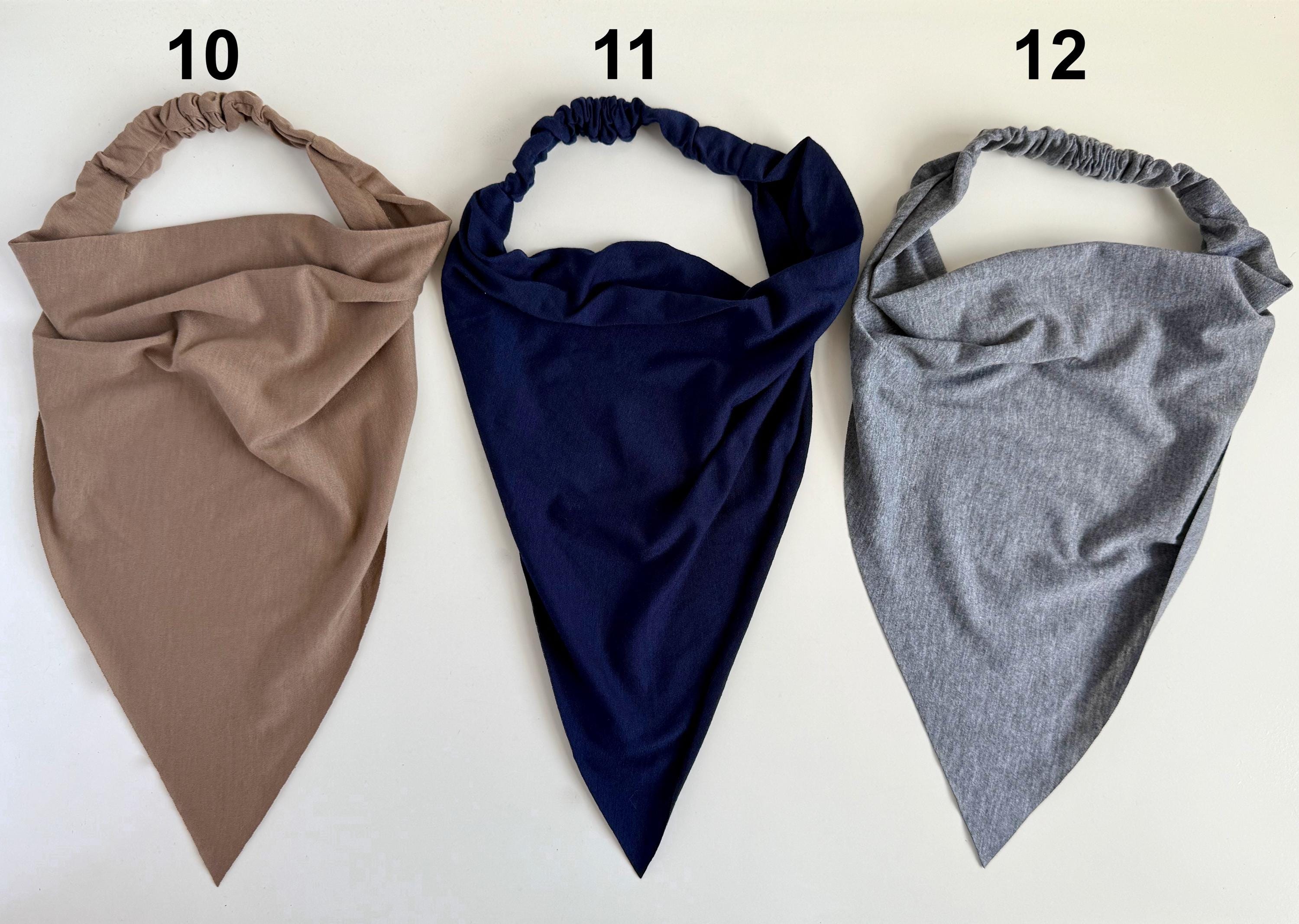 Solid Knit Triangle Head Scarf, Elastic Back, Headband, Hair Scarf ...