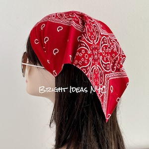 Bandana Knit Triangle Head Scarf, Elastic Back, Headband, Bandana Print ...