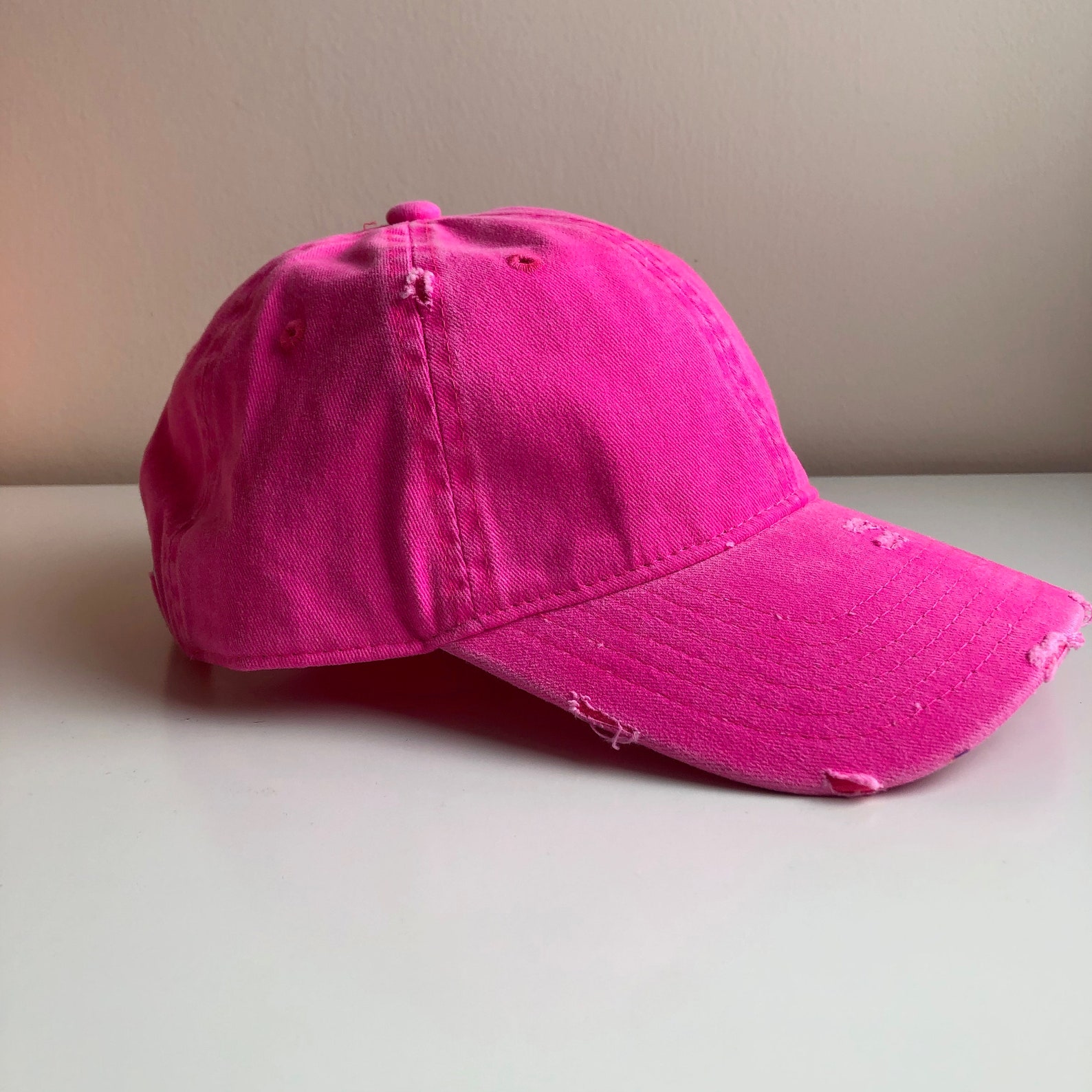 Distressed Neon Baseball Cap 100% Cotton Neon Adjustable - Etsy