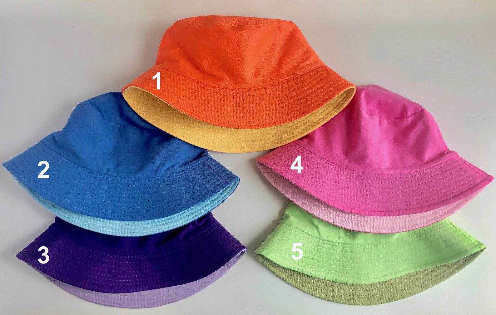 Reversible Solid Bucket Hat, Summer Bucket Hat, Color Bucket Hat ...