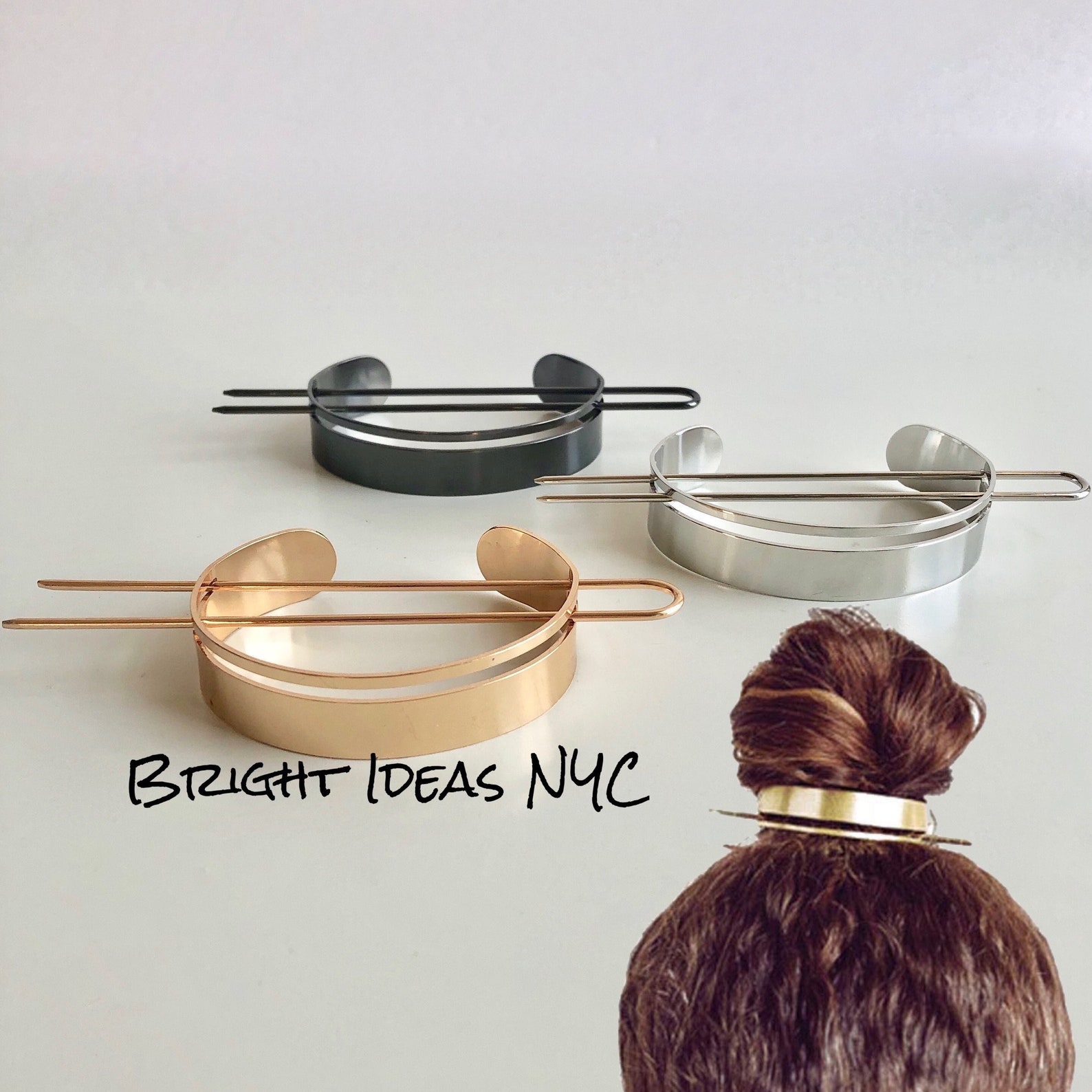 Gold and Silver Bun Holder Bun Cage and Hair Pin Black Bun - Etsy
