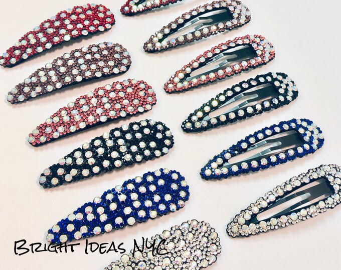 Snap Hair Clip Barrettes With Crystals set of Two - Etsy