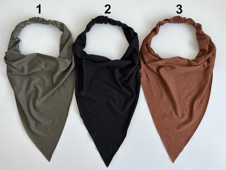 Solid Knit Triangle Head Scarf, Elastic Back, Headband, Hair Scarf ...