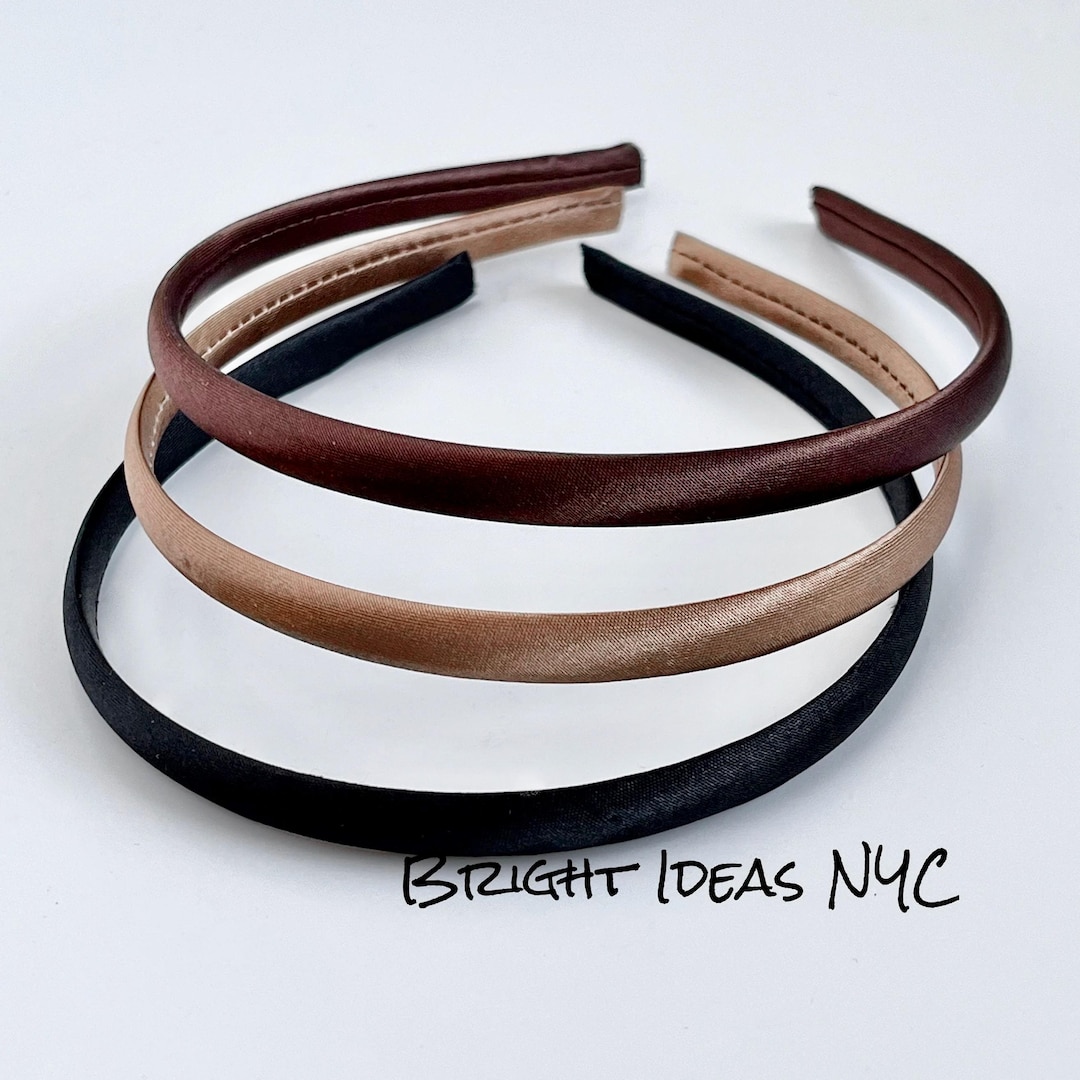 3 Pack Silky Satin Covered Thin Retro Headband, Neutral Tone, Skinny ...