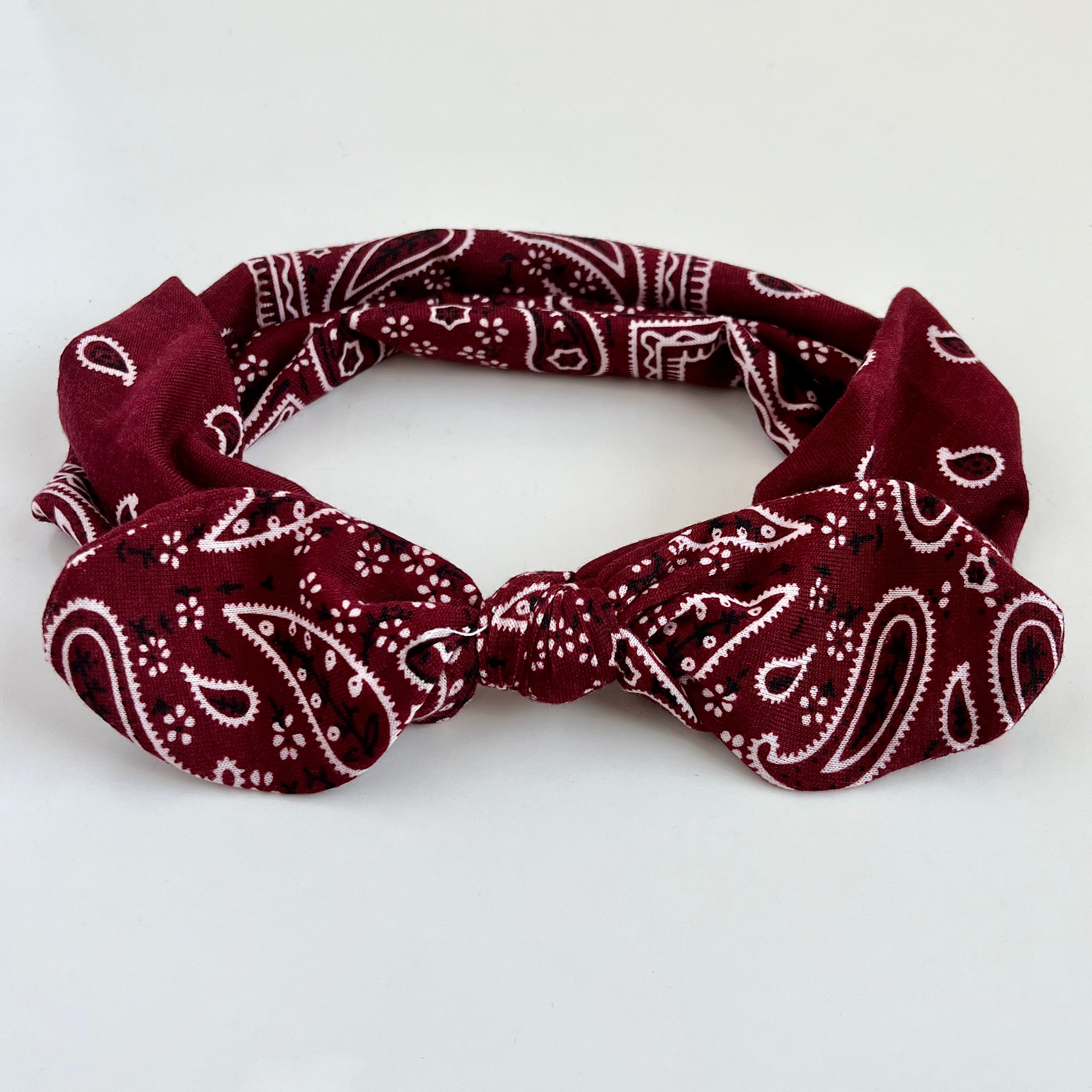 Bandana Stretch Wired Bow Headband, Paisley Bandana Print, Rabbit Ear ...