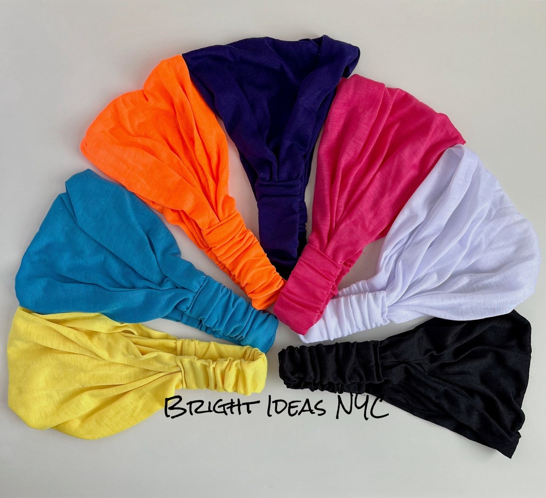 Extra Wide Knit Scrunch Headband, Solid Color Headband, Elastic Back ...
