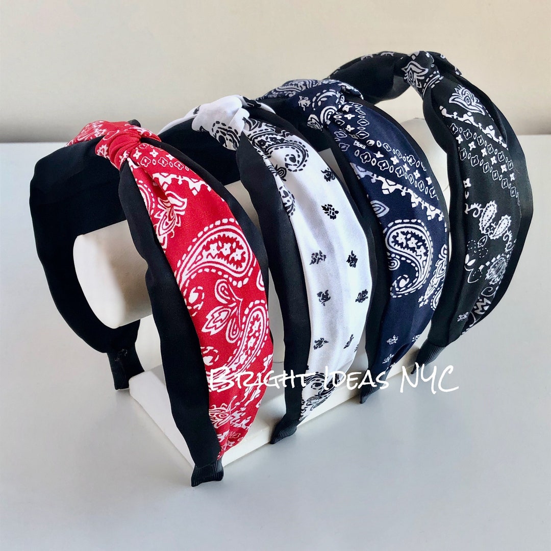 Layered Bandana Top Knot Headband, Twisted Knot Headband, Bandana Print ...
