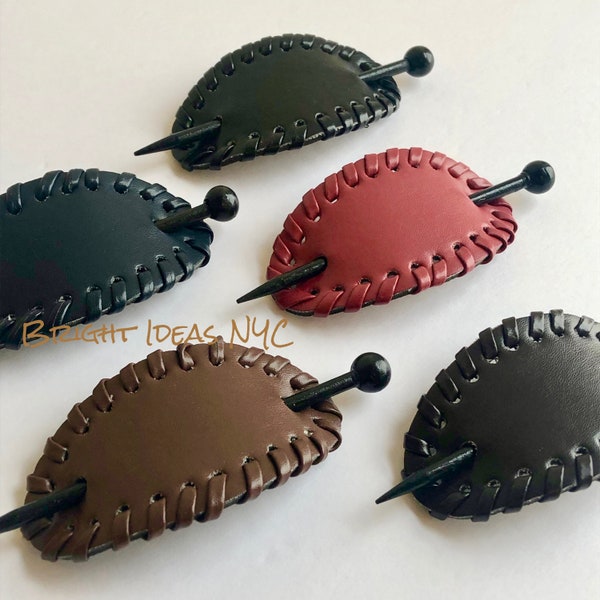 Leather Hair Barrette With Stick - Etsy