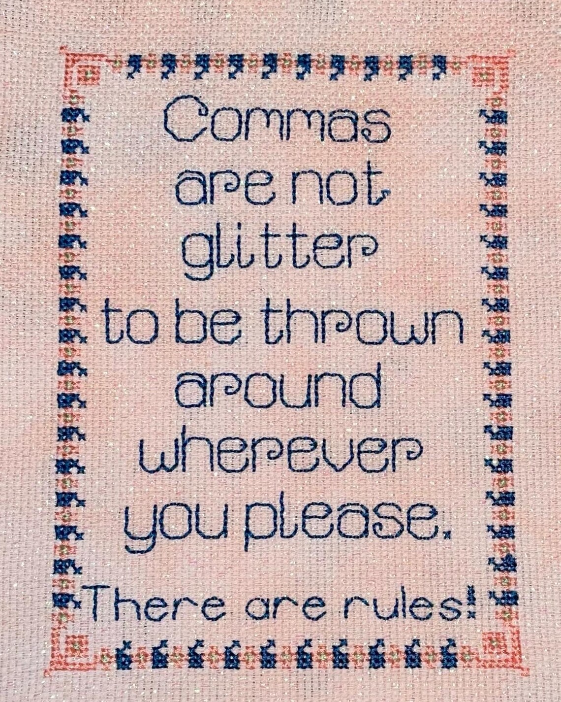 Commas Are Not Glitter PDF Cross Stitch Pattern Teacher - Etsy