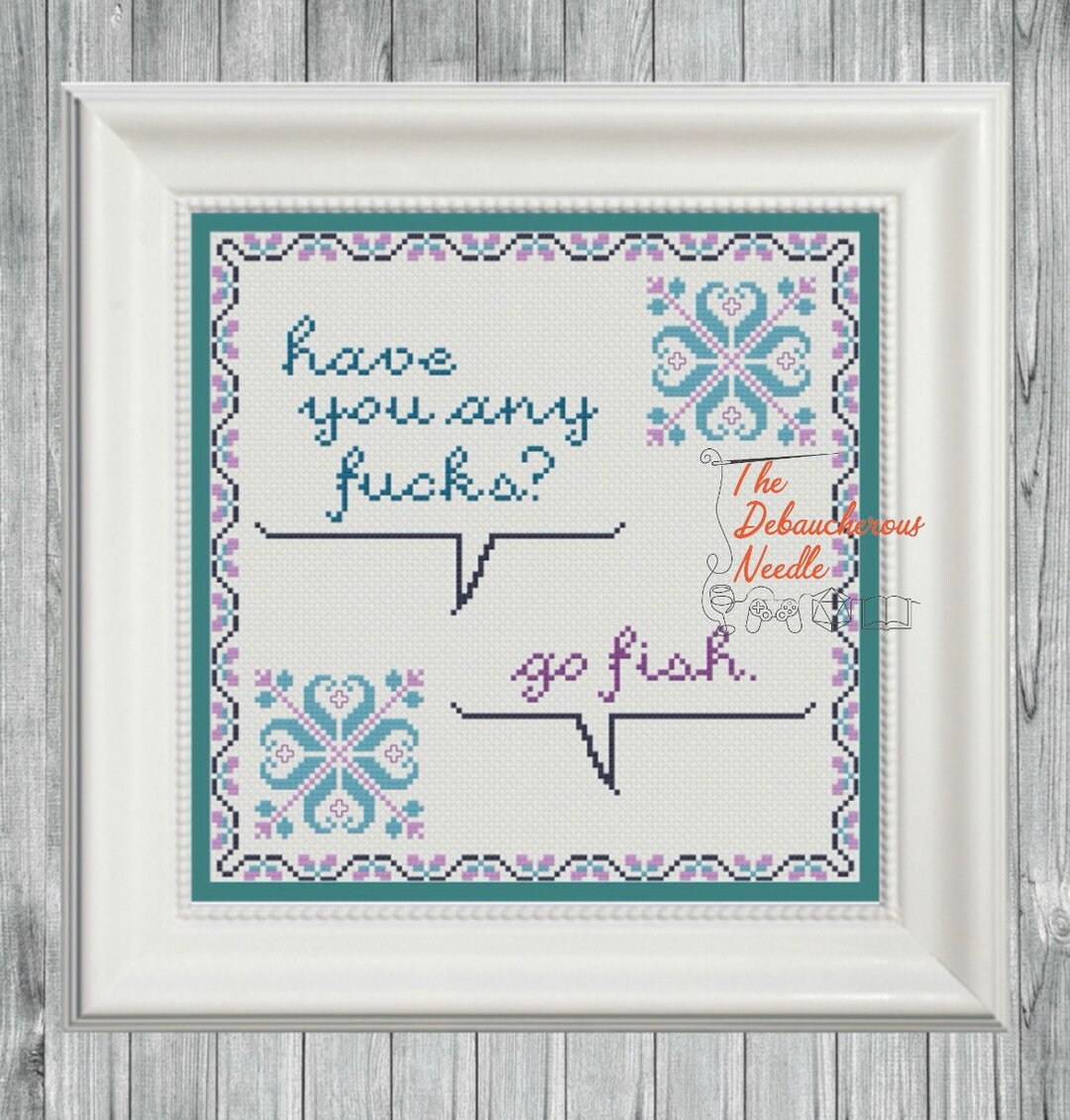 Go Fish Modern Snarky Cursing Swearing Cross Stitch PDF Pattern Keeper ...