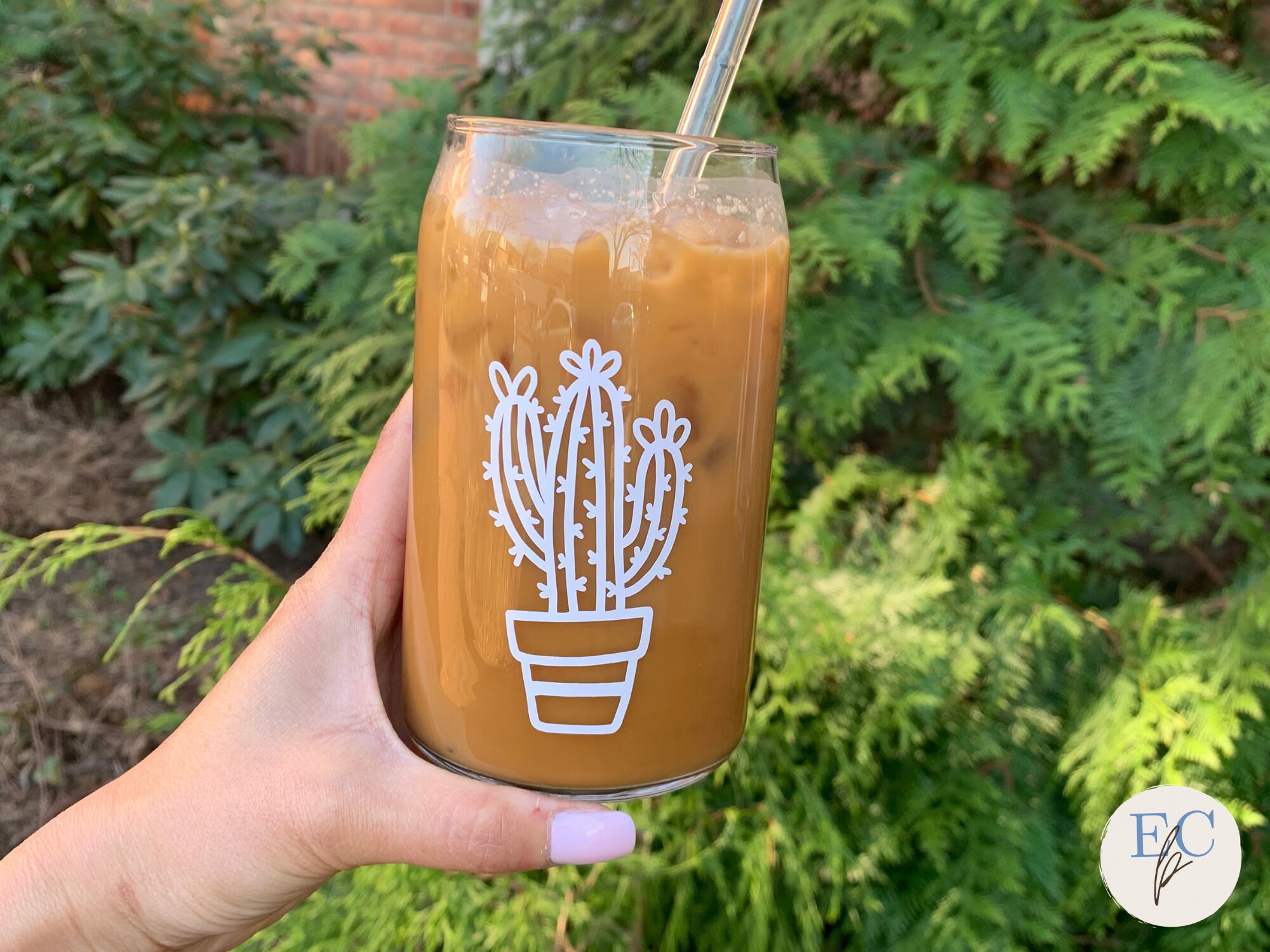 Cactus Iced Coffee Glass Beer Can Greenery Beer Can Iced | Etsy