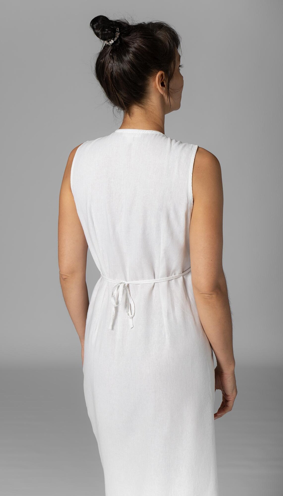 Namaja Ecru Linen Massage Uniform | Wrap Apron | Lomi Massage Apparel ...