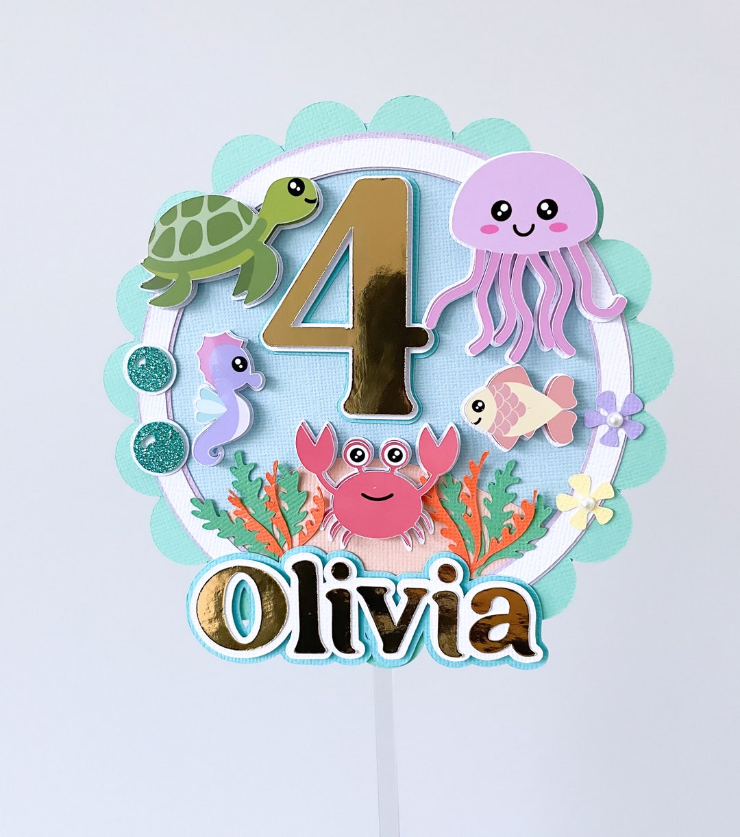 Under the Sea Cake Topper / Mermaid Party / Sea Animals / Cake Topper ...