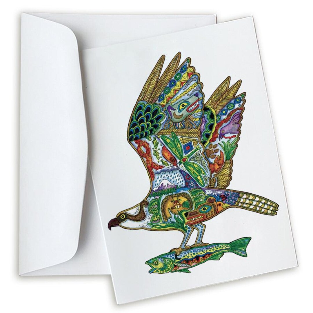 Osprey Note Card, Bird Mosaic Note Card, Wildlife Blank Note Cards ...