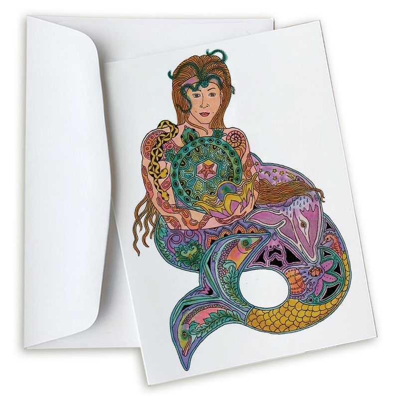 Mermaid Note Card - Etsy