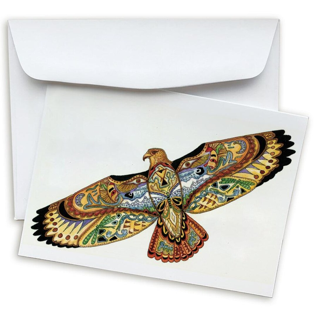 Hawk Note Card, Bird Mosaic Note Card, Wildlife Blank Note Cards ...