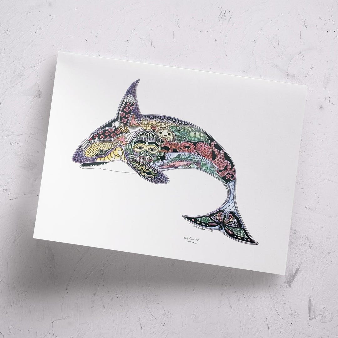 Orca Signed Print, Sea Animal Wall Decor, Mosaic Style Art Print, Ocean ...