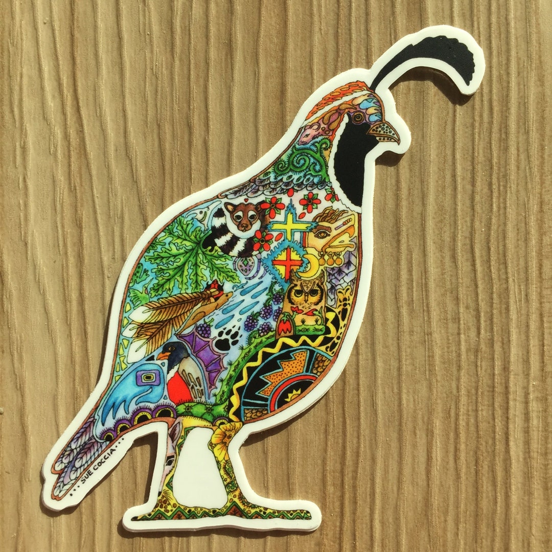 Quail Sticker, Hydroflask Sticker, Nature Lover Gift, Animal Mosaic ...