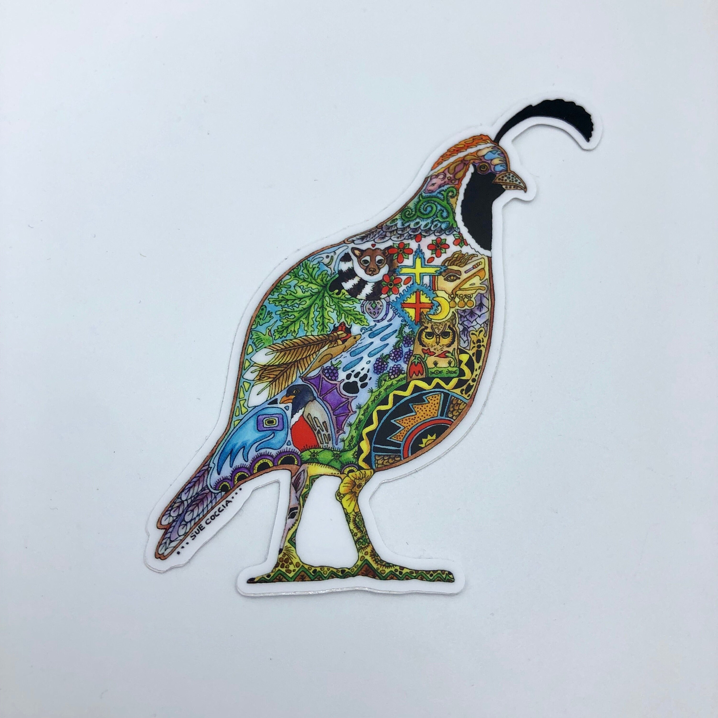 Quail Sticker, Hydroflask Sticker, Nature Lover Gift, Animal Mosaic ...