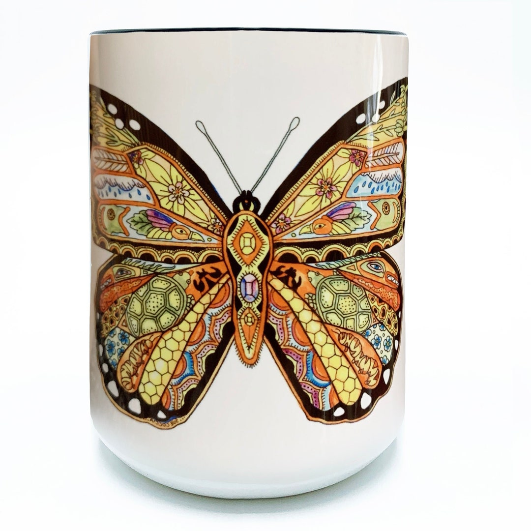 Monarch Butterfly 15 Oz Mug, Insect Mosaic Art, Coffee / Tea Gift ...