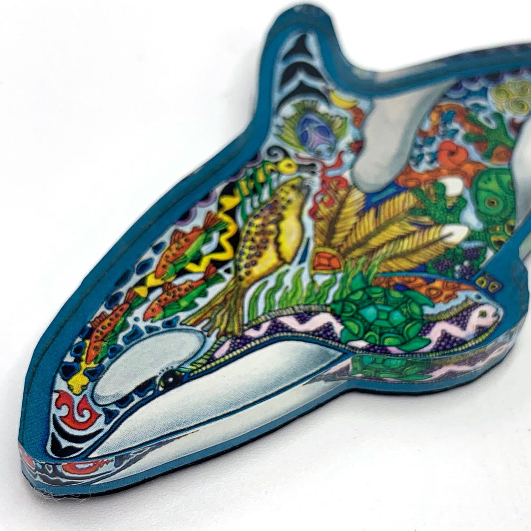 Granny Orca Mosaic Design - Magnet, Pin, & Keychain Options, Wildlife ...
