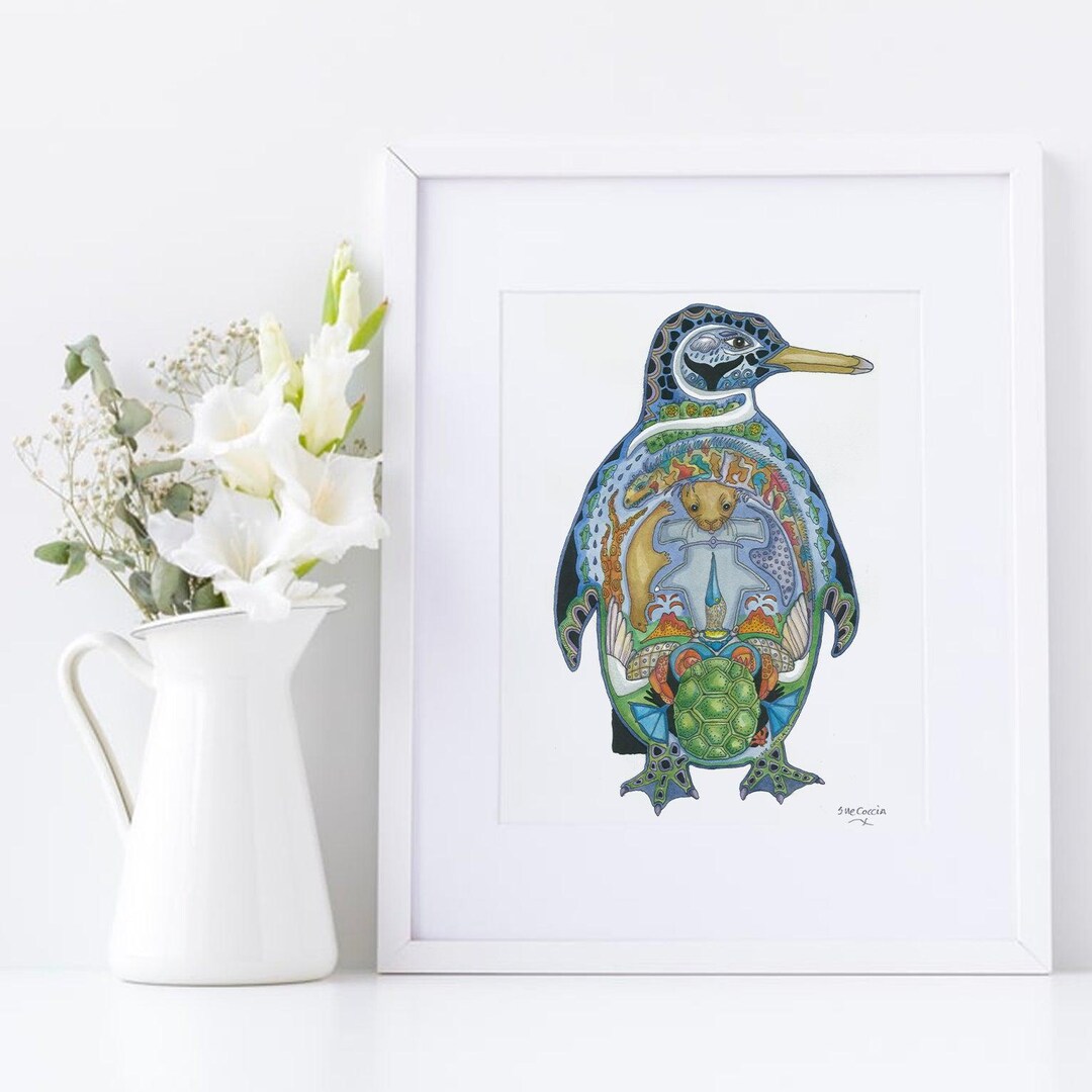 Penguin Signed Print, Original Mosaic Art, Nature Inspired Home Decor ...