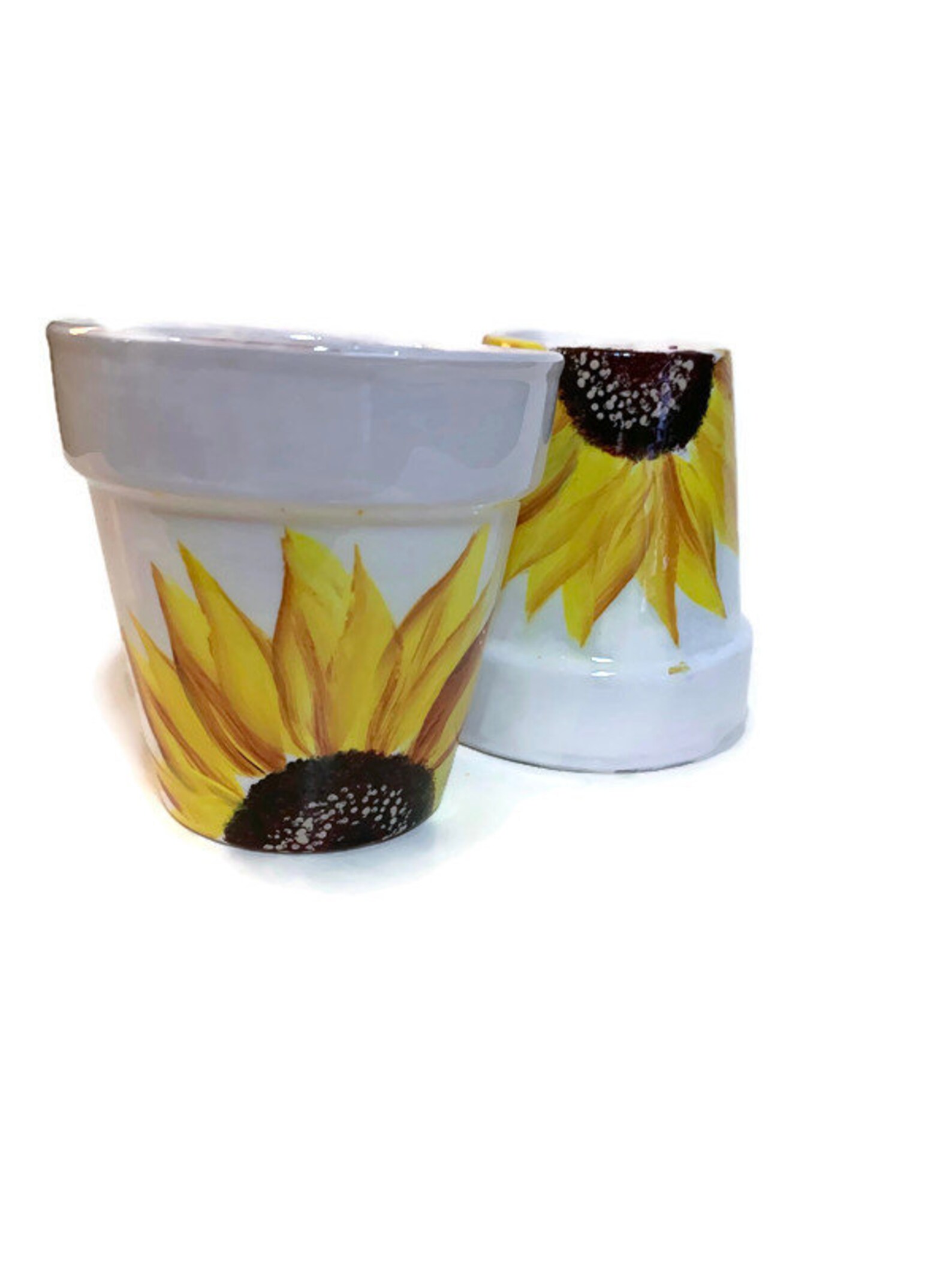 Sunflower Clay Flower Pot Set of 2 Sunflowers 4 - Etsy