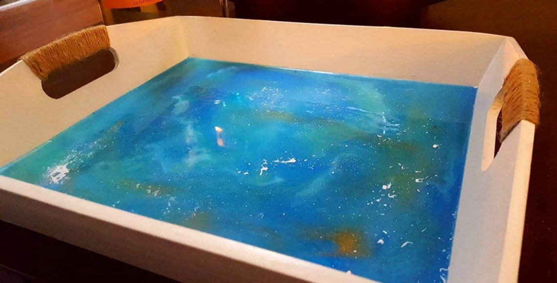 Wooden Resin Serving Tray With Handles Resin Trays - Etsy