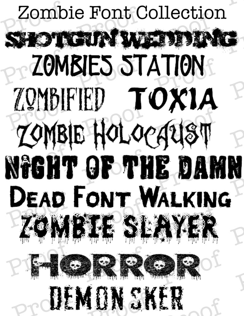 Zombie Font Collection Great for Use With Cricut Silhouette - Etsy