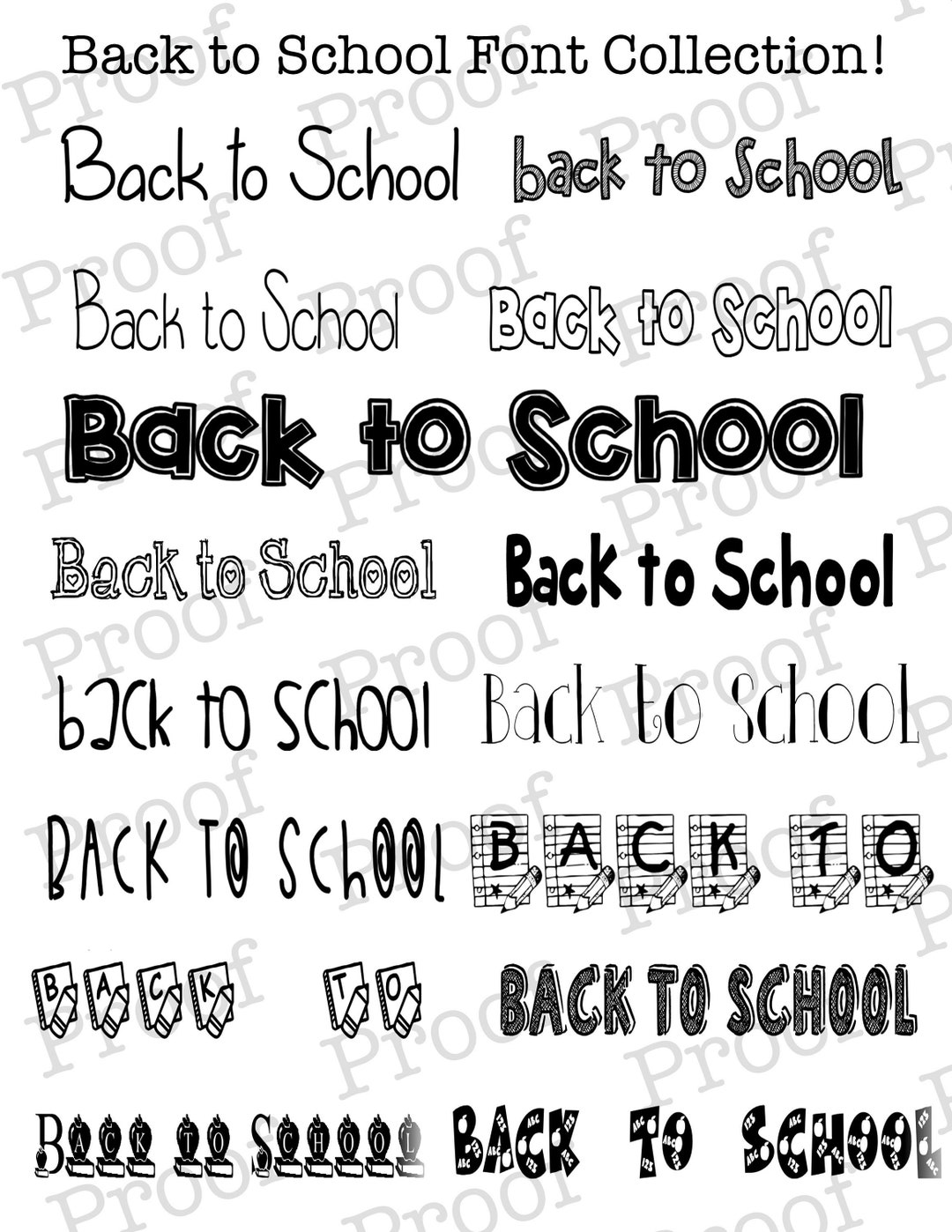 Back to School Font Collection! Great for Use With Cricut, Silhouette ...