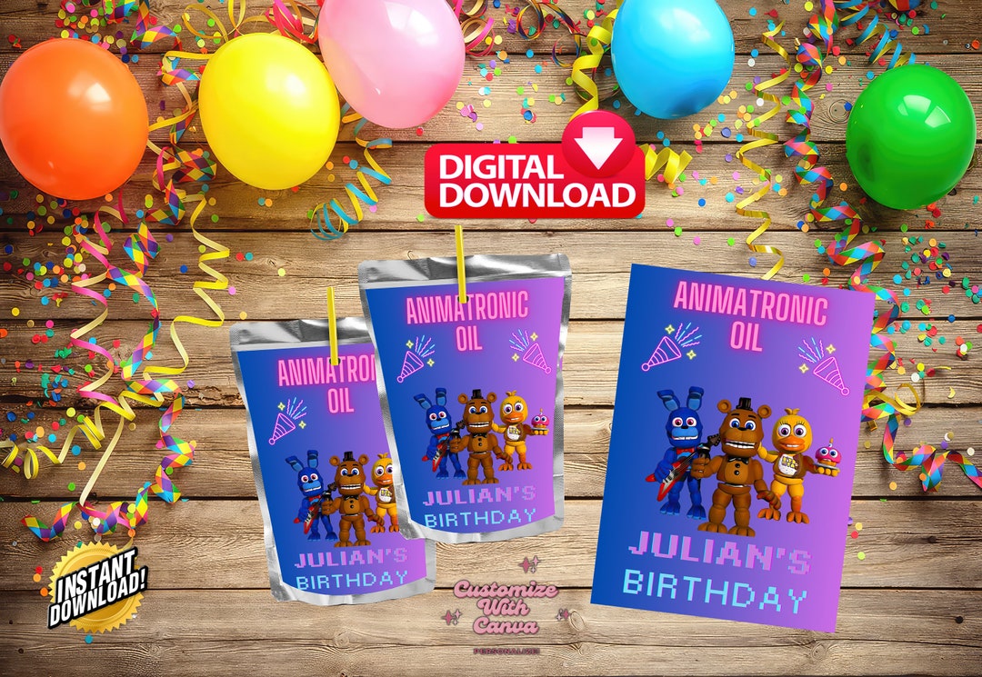 Capri Sun Label FNAF Five Nights at Freddy's Drink Neon Party Favor ...