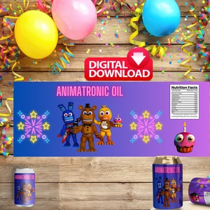 Soda Can Label FNAF Five Nights at Freddy's Drink Neon Party Favor! Fun ...
