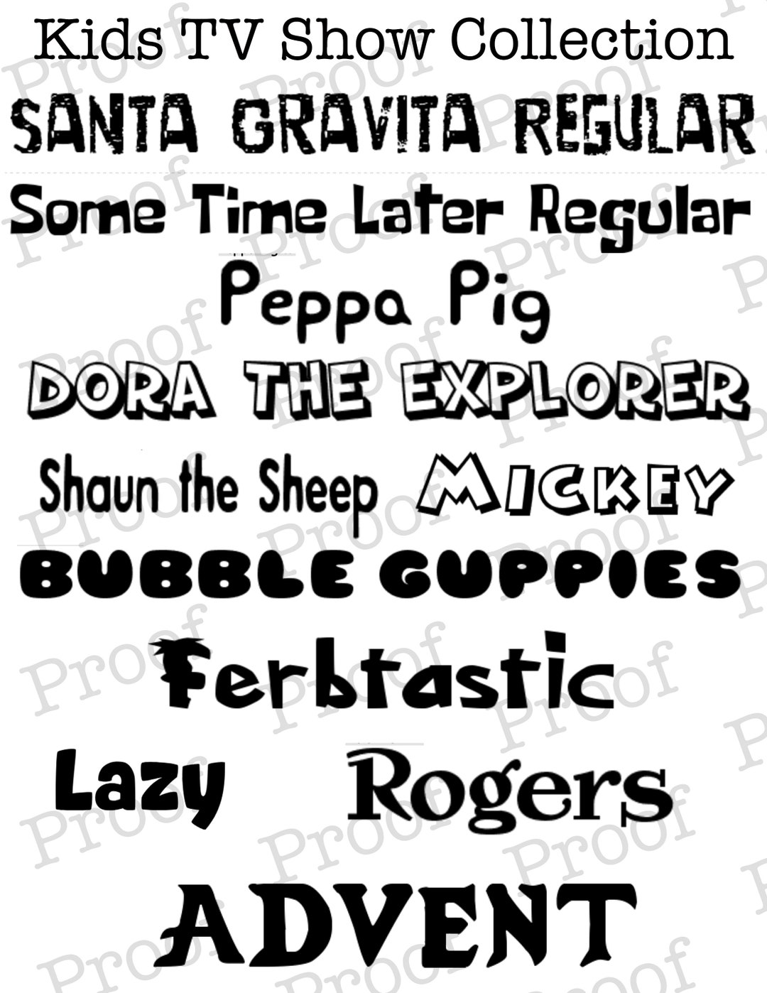 Kids TV Show Fonts Collection, Cricut Silhouette Procreate (TTF Files ...